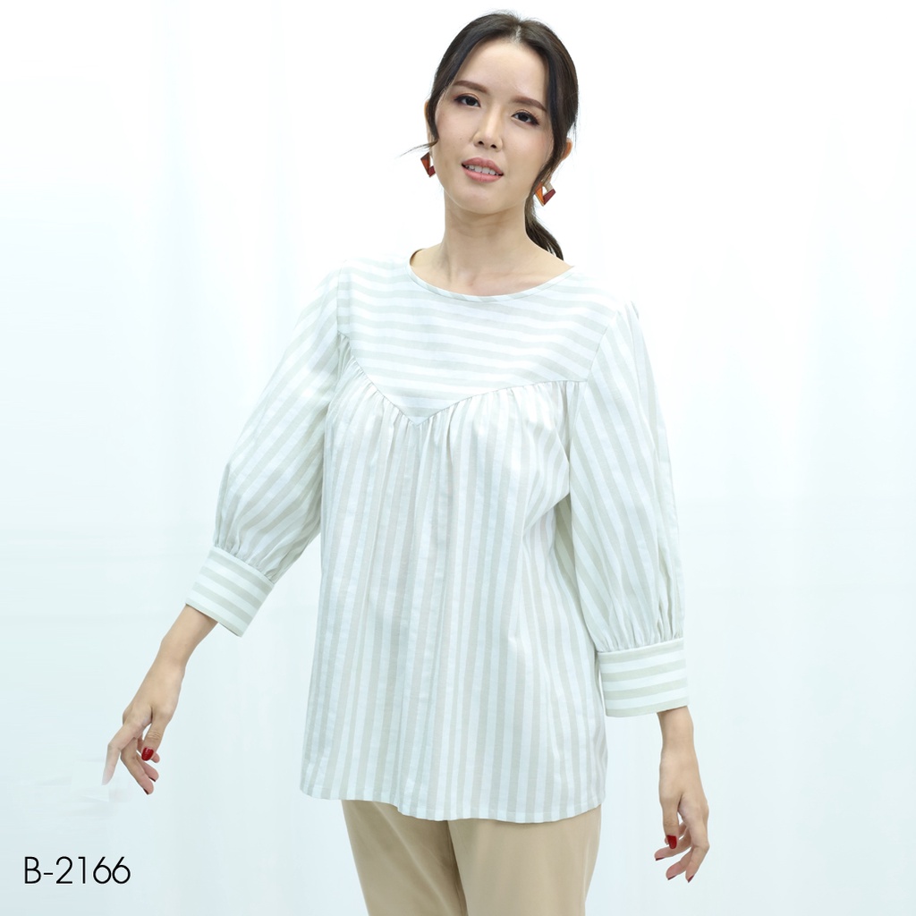 MIKIKO Blouse MI-B2166 ลินิน เรย่อน แขนยาว IGPU22-2 | Shopee Thailand