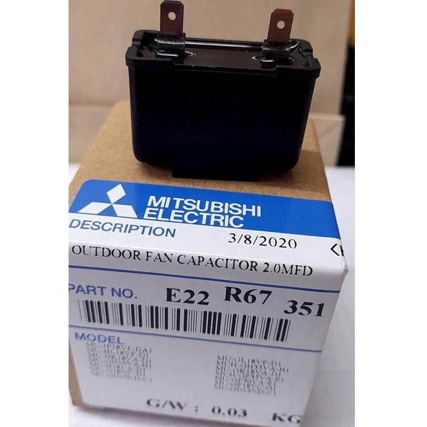 MITSUBISHI รหัส E22R67351 FAN MOTOR CAPACITOR 2.0 mf ( 2 MDF / uF ) แค ...