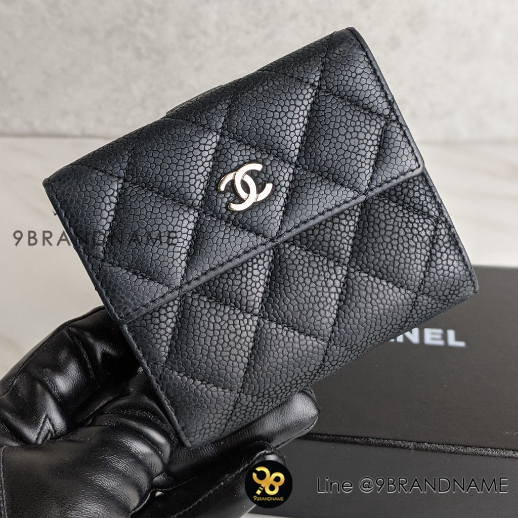 กระเป๋ามือ2ของแท้ Chanel compact double wallet in caviar SHW ใบสั้น ...