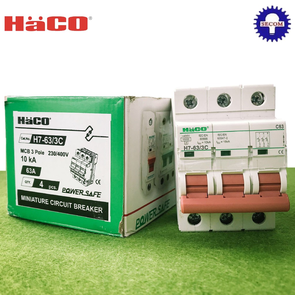 ลูกเซอร์กิต HACO MCB H7-63/3C 3P 63A 230/400V Miniature Circuit Breaker HACO 3P 63A เซอร์กิต ...