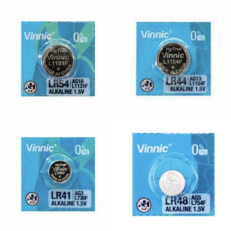 Vinnic ถ่านกระดุม LR44,LR54,LR48,LR41 ของแท้ 1 ก้อน(เลือกเบอร์ที่ ...