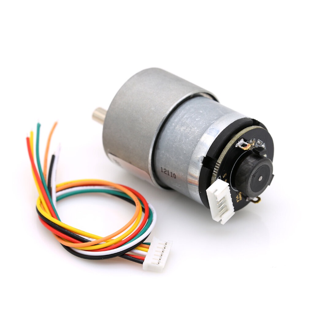 มอเตอร์พร้อม AB phase encoder 1:19 12v 530 rpm DC motor gear with AB ...