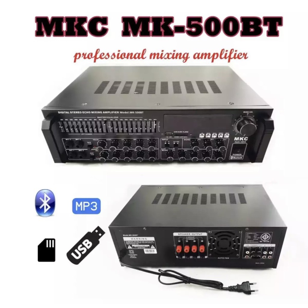 MKC MK-500BT power amplifier แอมป์ขยายเสียง พร้อมพัดลมระบายความร้อน ฟรีสาย | Shopee Thailand