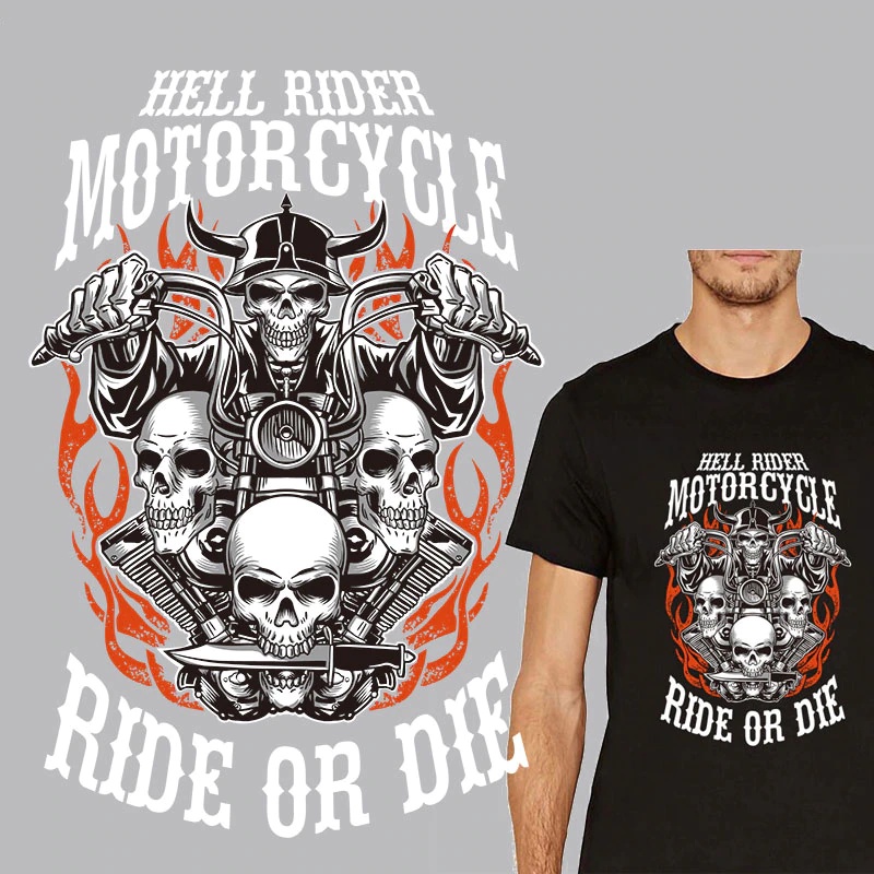 ตัวรีดติดเสื้อ F.8 Punk Rock, Motorcycle Ride or Die. รีดง่ายแผ่นฟิมล์ ...