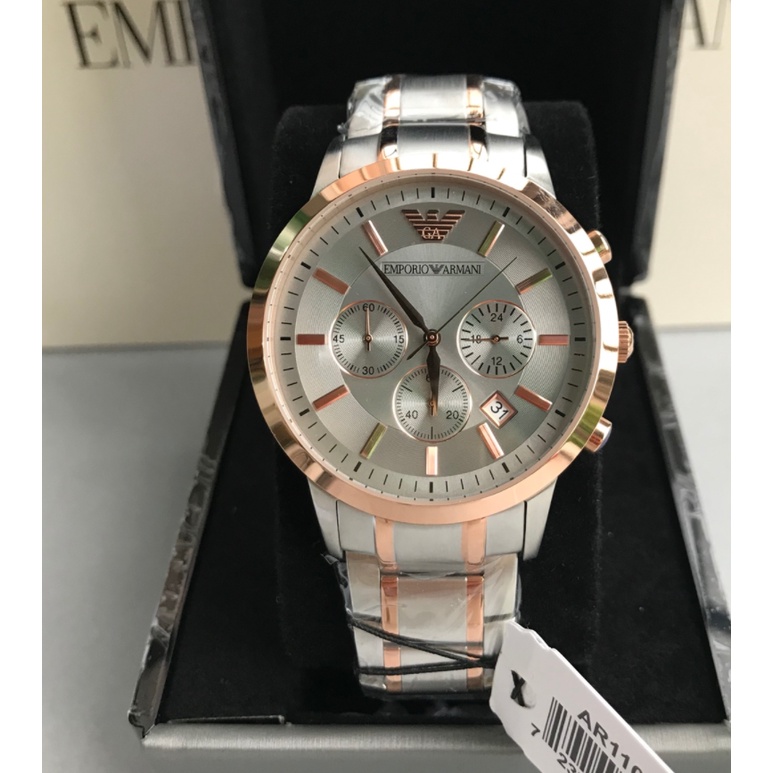 Emporio Armani Men's AR11077 Dress Watch Analog Display Quartz Silver ...