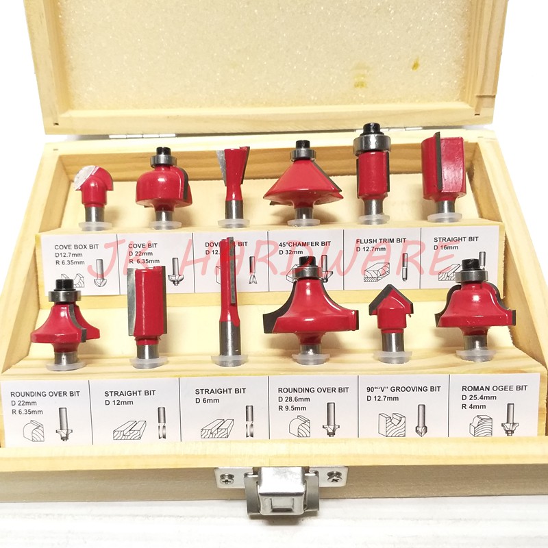 ดอกเร้าเตอร์ ดอกทริมเมอร์ 2 หุน 12 ชิ้น ROUTER BIT SET | Shopee Thailand