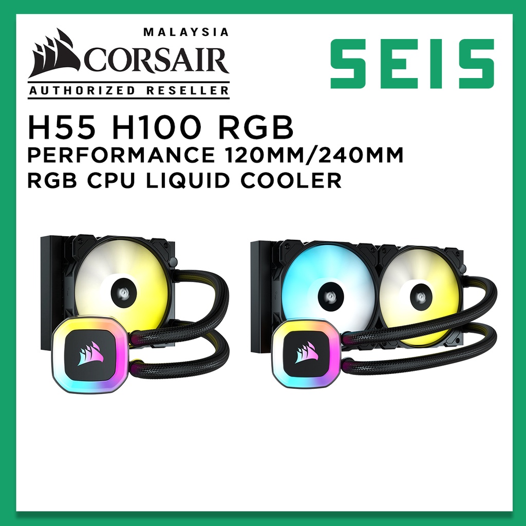 Corsair H55 H100 RGB AIO พัดลมระบายความร้อน CPU ของเหลว 120 มม. 240 มม. ARGB SP120 RGB ELITE ...