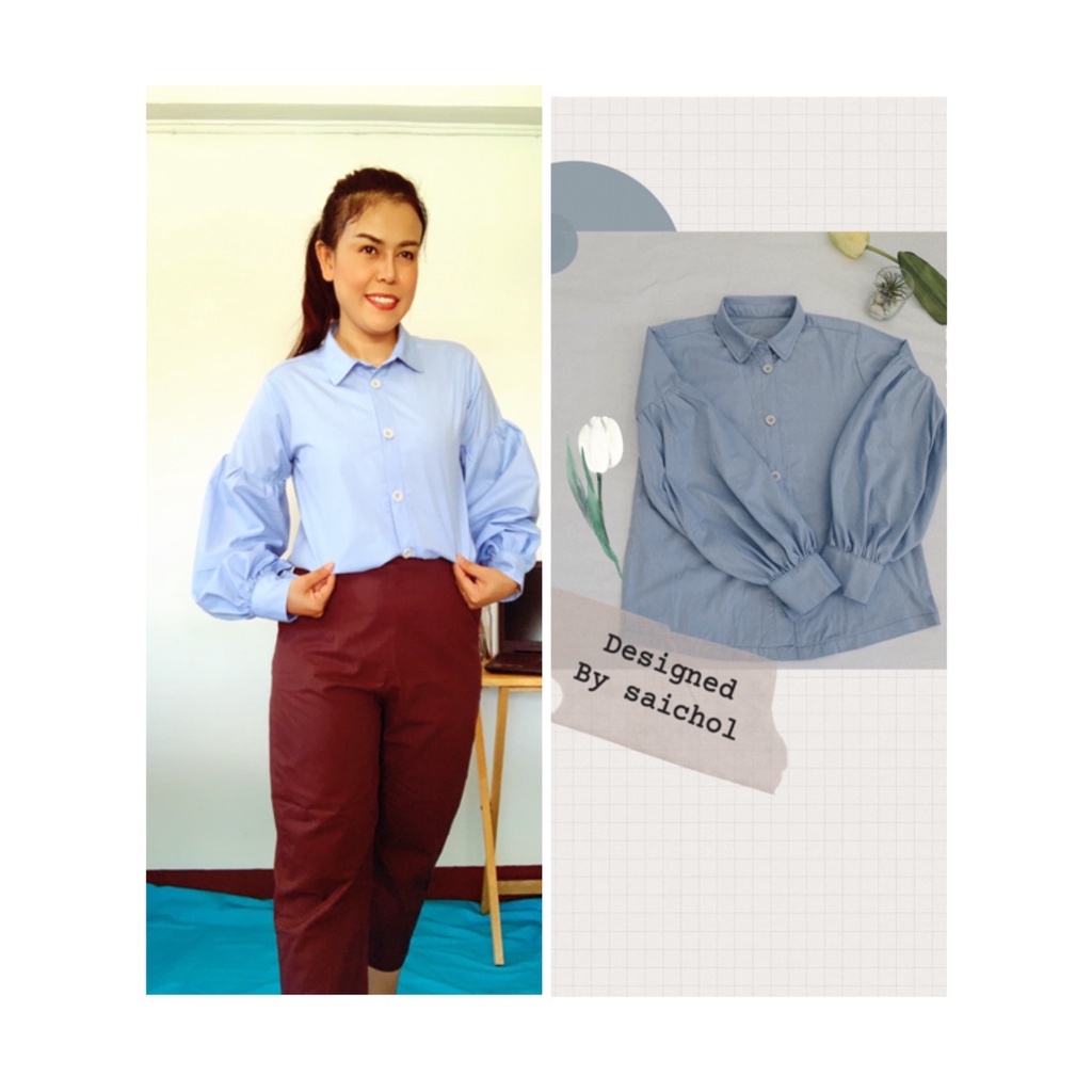 แพทเทิร์นเสื้อเชิ้ตแขนสาวอวบ#059 | Shopee Thailand