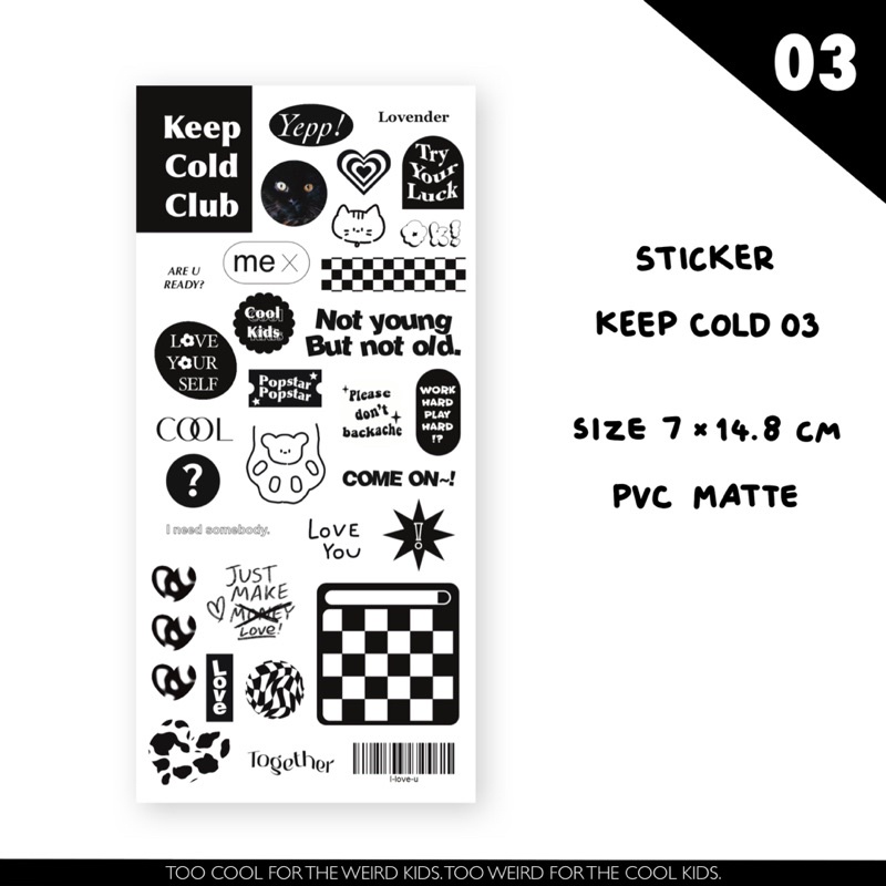 Keep Cold Club Sticker No.03 | สติ๊กเกอร์ขาว-ดำ สุดคูล~ 7x14.8cm ...