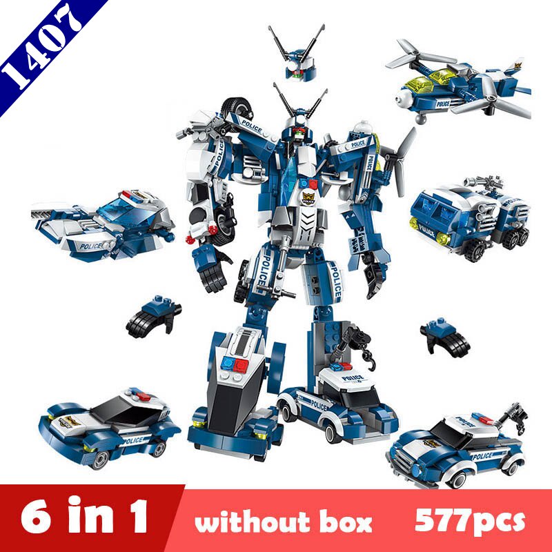 Enlighten 14 Style Transformation 6 In 1 City Police Dinosaur Mecha ...