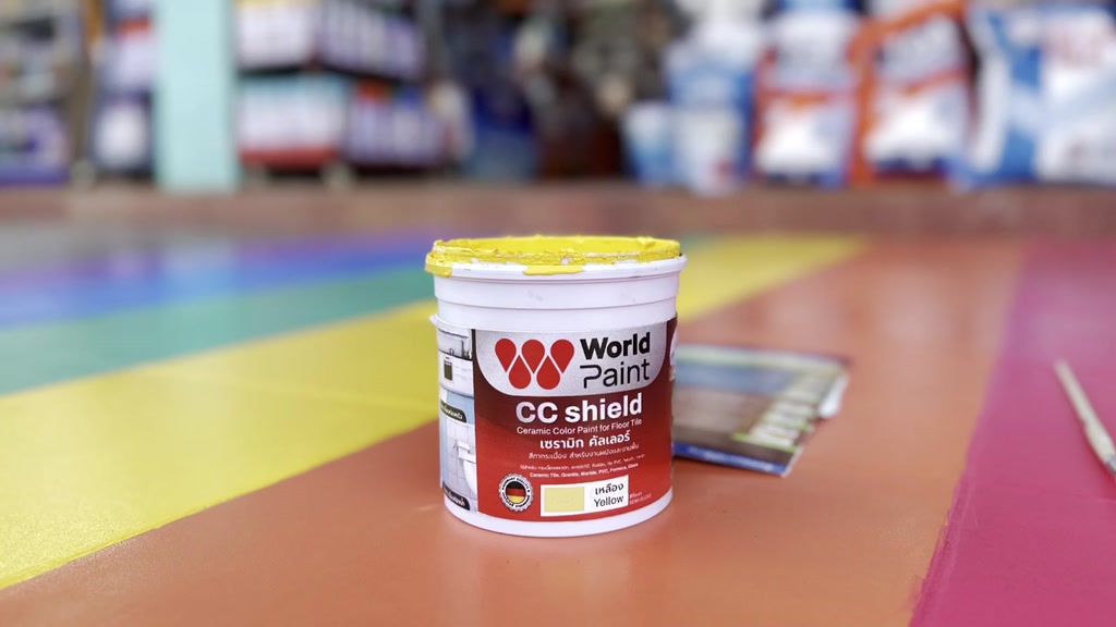 สีทากระเบื้อง สีทาพื้นกระเบื้องเซรามิค สีทาพื้นกระเบื้องห้องน้ำ CC Shield Ceramic Color แบรนด์ ...