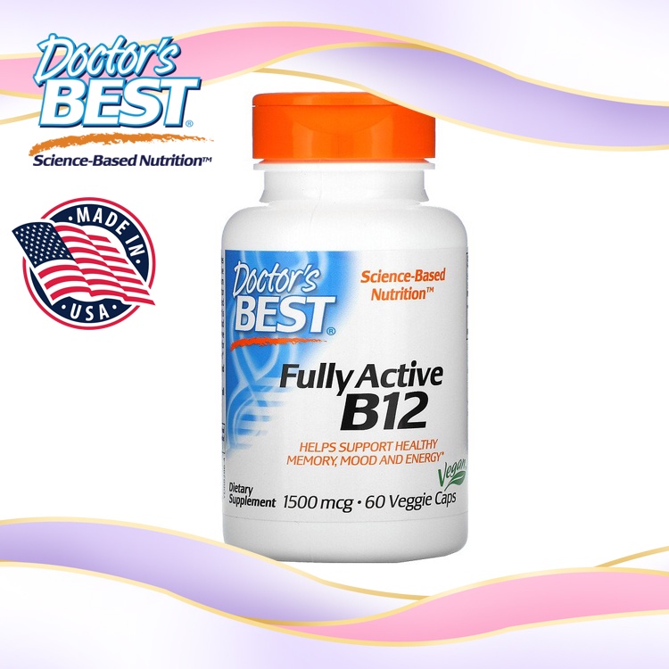 (ของแท้ 100%) Doctor's Best, Fully Active B12, 1,500 mcg, 60 Veggie ...