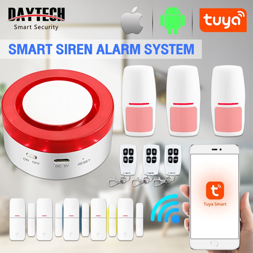Daytech ระบบเตือนภัยไซเรนไร้สาย ควบคุมผ่านแอพ TUYA APP WiFi แอนดรอยด์ iOS WIFI07-3 | Shopee Thailand