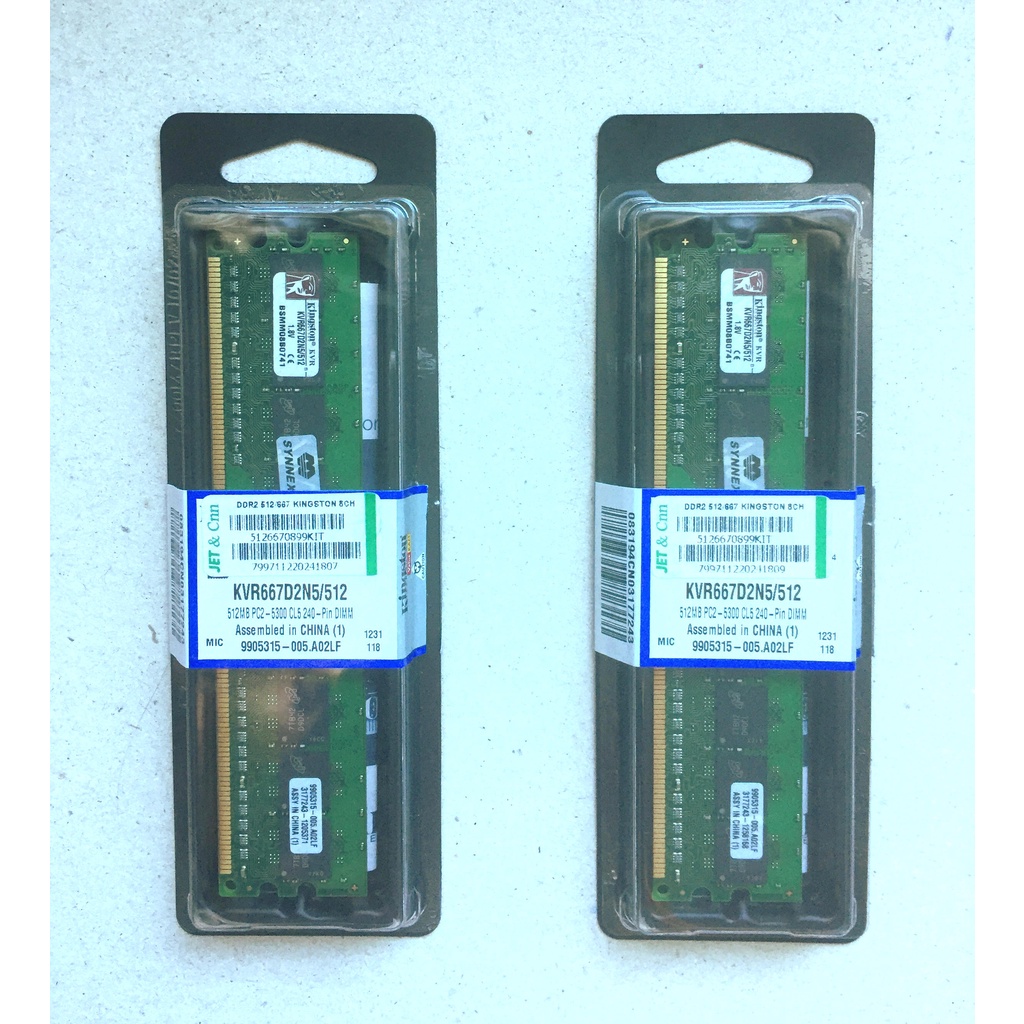 แรม Kingston KVR667D2N5/512 DDR2 512MB PC2-5300 CL5 240-Pin DIMM Memory ...