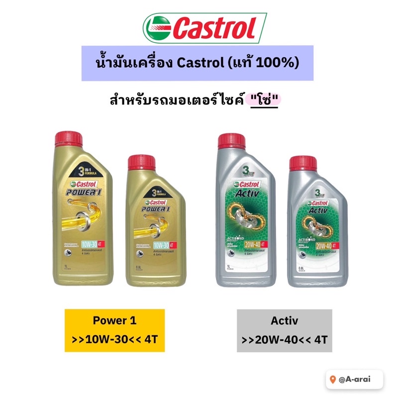 น้ำมันเครื่อง Castrol (ของแท้100%) สำหรับรถมอเตอร์ไซค์ “โซ่” Power1 ...