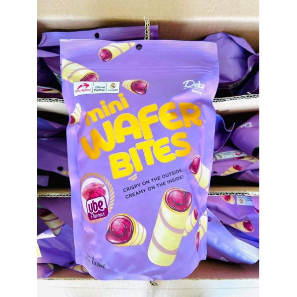 Mini wafer bites ขนมเวเฟอร์ สอดใส้ รสทุเรียน และรสมันม่วง | Shopee Thailand