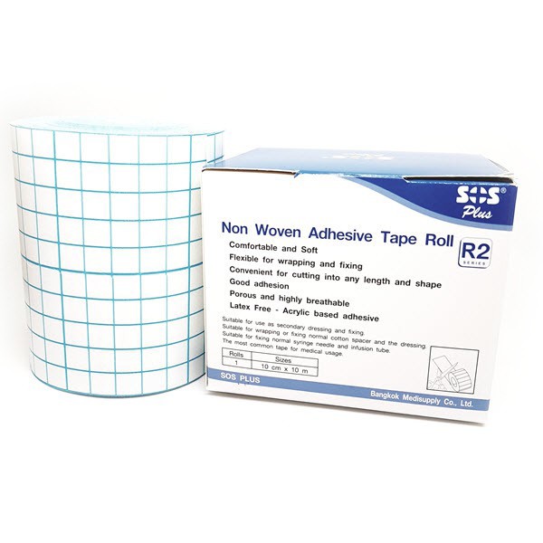 เทปกาวแต่งแผล SOS Plus Non Woven Adhesive Tape Roll 10 cm x 10 m ( R2 ...