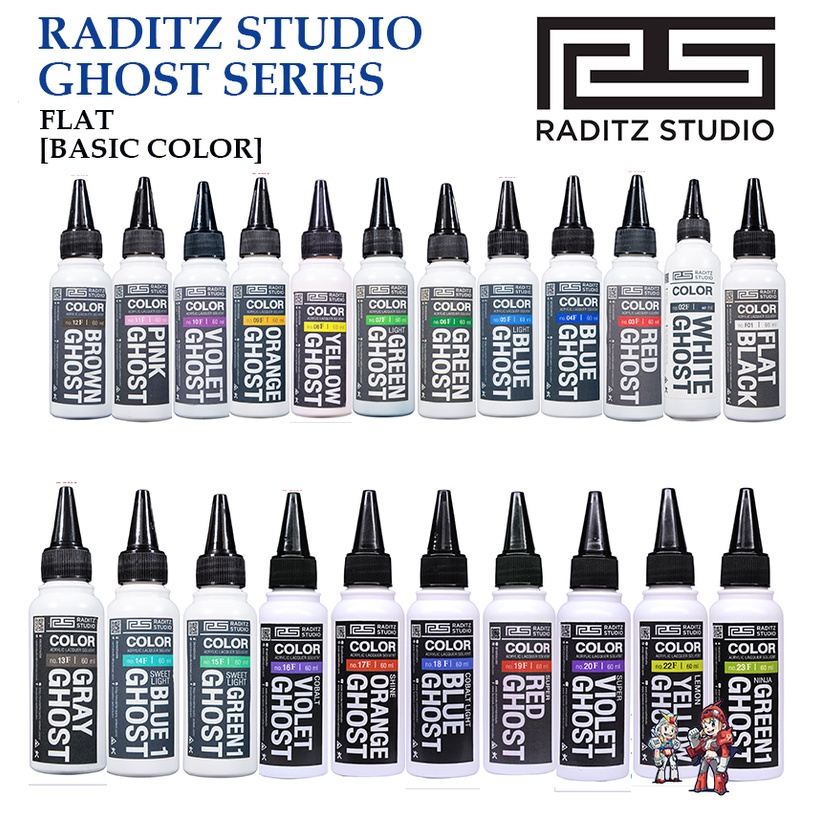 สีแอร์บรัช [RADITZ STUDIO] No.F01-F23 BASIC GHOST FLAT COLOR BASIC SERIES [FLAT] NOF [สีด้าน ...