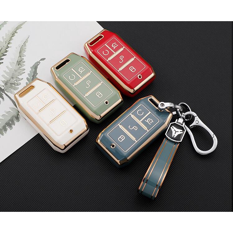 เคสกุญแจรีโมตรถยนต์ TPU แบบนิ่ม 4 ปุ่ม พร้อมพวงกุญแจ อุปกรณ์เสริม สําหรับ BYD Qin EV e2 Yuan 535 ...