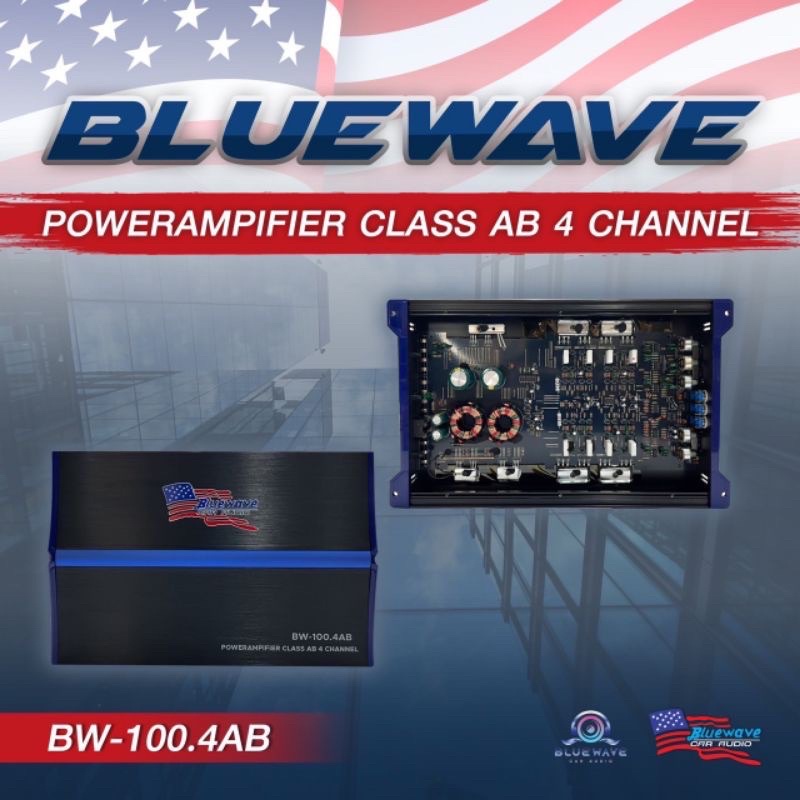 เพาเวอร์ 4ch BLUEWAVE รุ่น BW-100.4 class AB ดีไซน์สวย กำลังขับ 100×4 ...