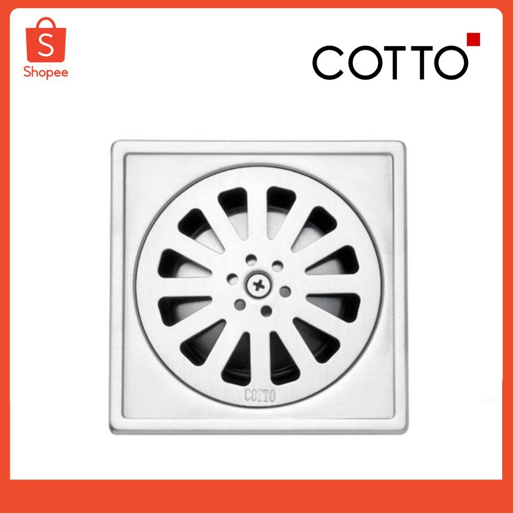 COTTO CT640Z2(HM) ตะแกรงกันกลิ่นสเตนเลสเหลี่ยมติดตั้งกับท่อพีวีซีขนาด 3 นิ้ว (หน้าแปลน 4 นิ้ว ...