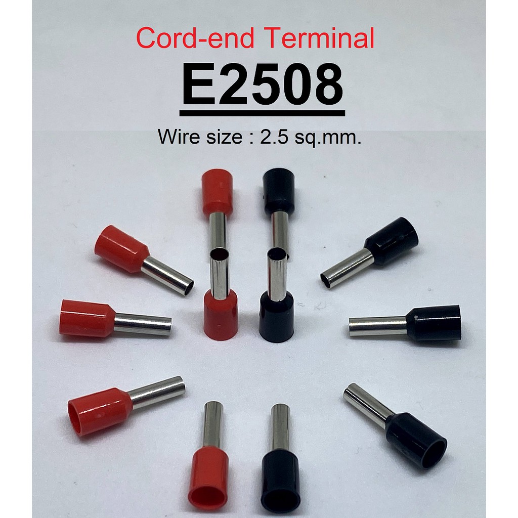 E2508 หางปลาเข็ม คอร์ดเอ็น ขนาด 2.50 ตร.มม. ทองแดง/ทองเหลือง (Cord End ...
