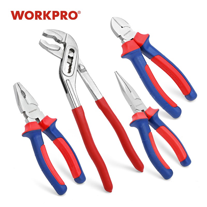 WORKPRO 4PC Home Tool Set Plier Set Joint Pliers Diagnoal Pliers Water ...