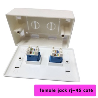 ชุดหน้ากากแลน Cat5e cat6 2 ช่อง + บล็อคลอย 2x4 Lan Face Plate + Plastic ...