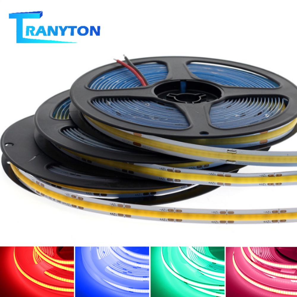 DC12V 24V 480 LEDs/m COB LED Strip Red / Blue / Green /Pink Flexible ...