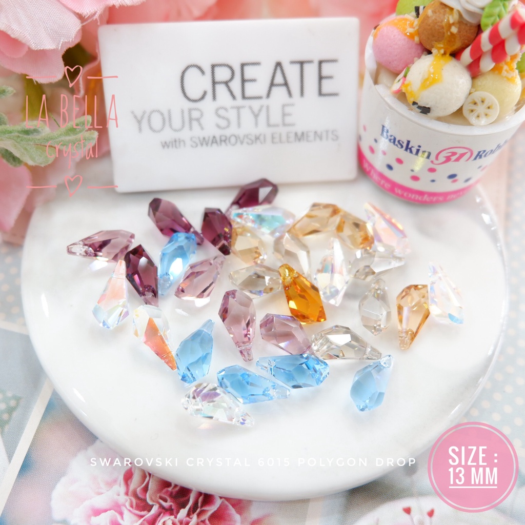 คริสตัลสวารอฟสกี้ 6015 Polygon Drop Swarovski ขนาด 13 มม ราคาเม็ดละ 45 ...