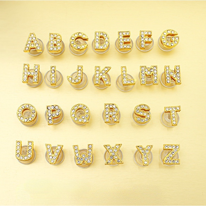 ตัวอักษรสีทอง jibbits สําหรับ crocks pins diamond jibitz Letters A-Z ...