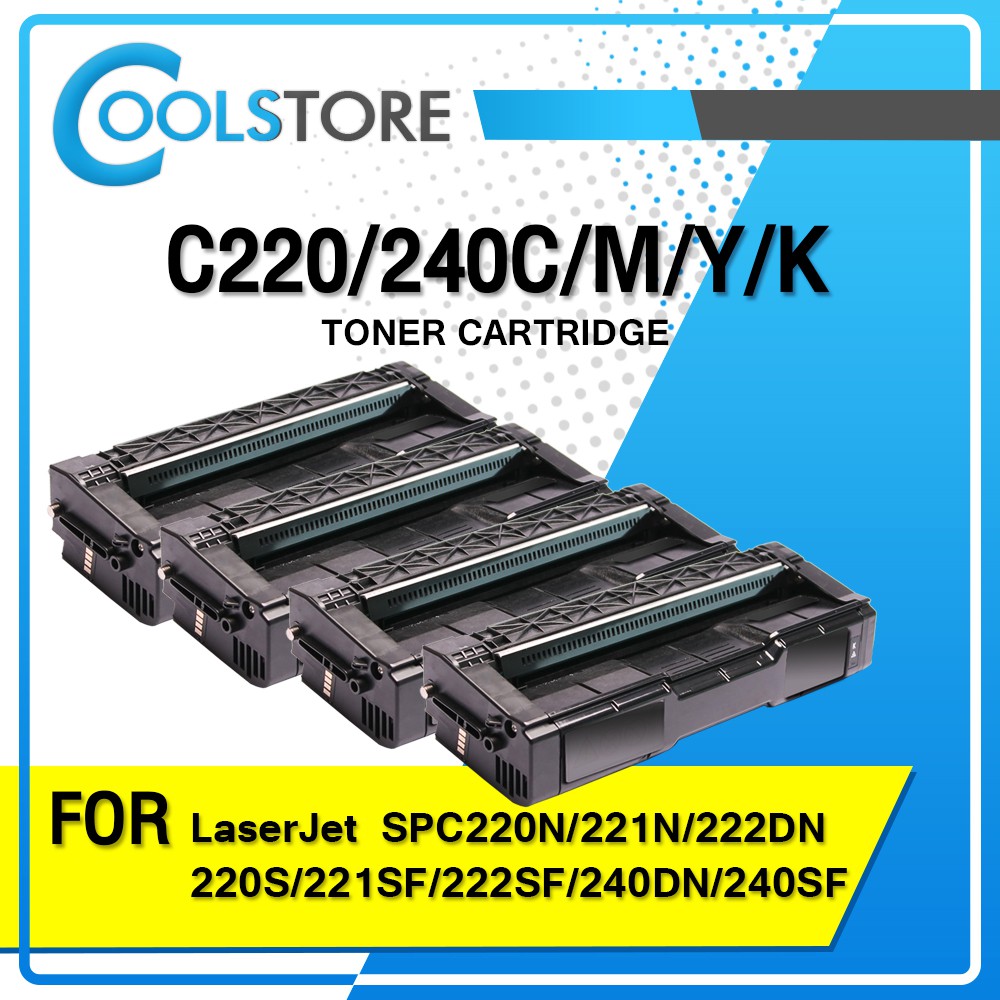 COOLS หมึกเทียบเท่า C220/ SP C220 /220/240BK/C/M/Y For printer Ricoh SP C220N,221N,222DN,C220S ...