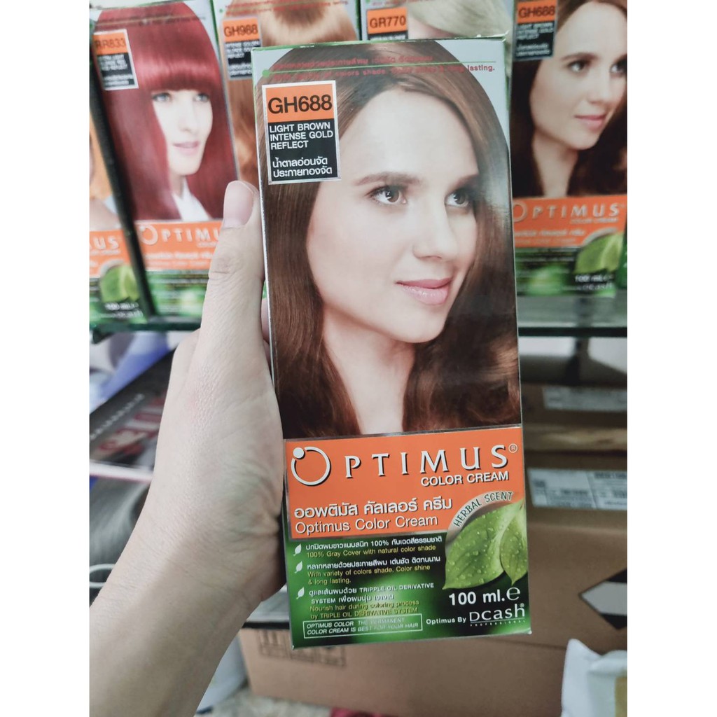 Dcash Optimus color cream 120ml สีย้อมผมปกปิดผมขาวชนิดถาวรสูตรอ่อนโยน พร้อม tripple oil complex ...