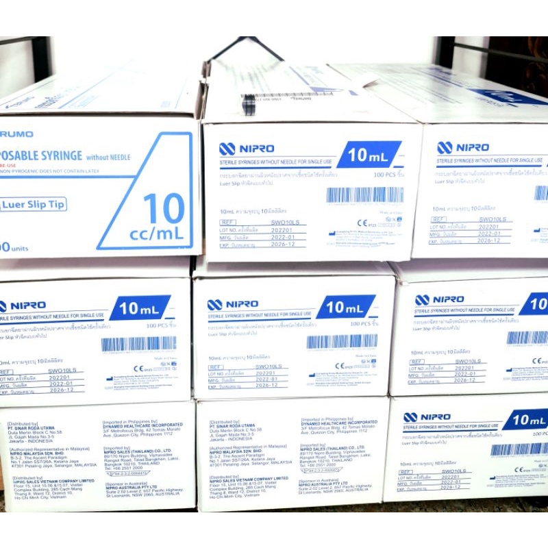 หลอดฉีดยาSyringe ขนาด10ml (จำนวน100หลอด/กล่อง)ยี่ห้อNIPRO | Shopee Thailand