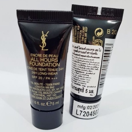 สูตรเก่า / สูตรใหม่ แบบหลอด รองพื้น YSL Yves saint laurent ALL HOURS FOUNDATION 5 ml รองพื้น ...