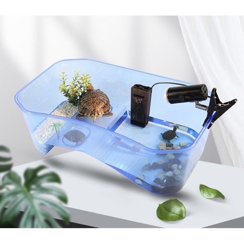 GNdo A บ้านเต่าน้ำ กล่องเลี้ยงเต่าน้ำ สีขาว แทงค์พลาสติกสำหรับเต่าน้ำ ...