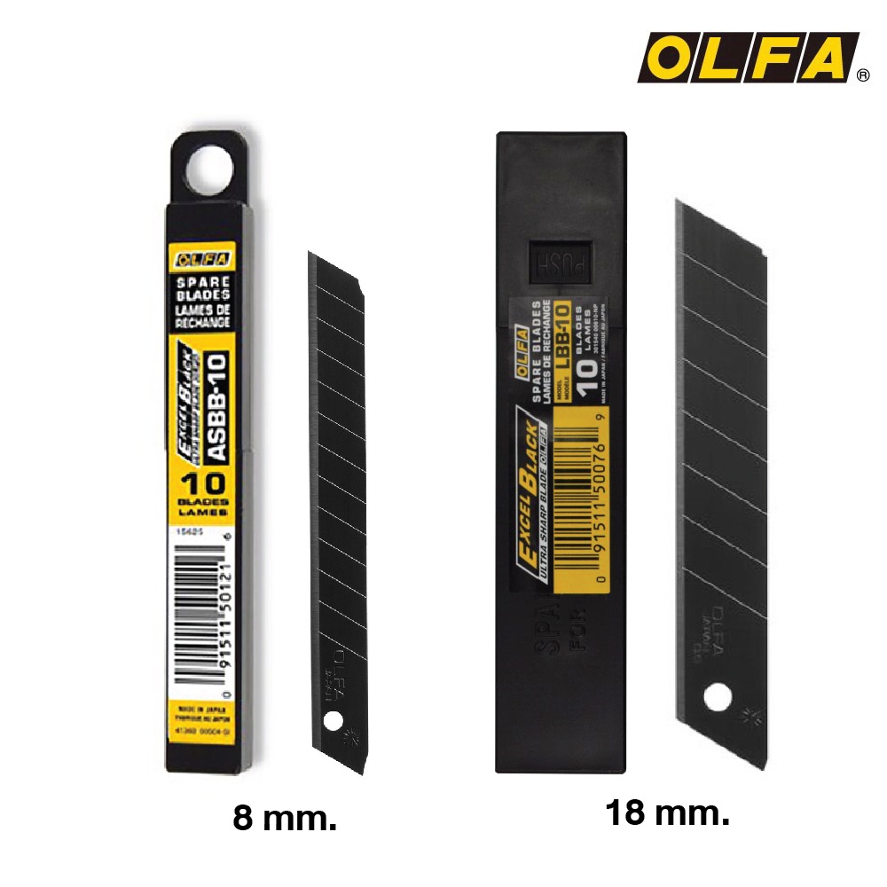 ใบมีดคัตเตอร์ สีดำ OLFA ของแท้ คมมาก!! Cutter Blade เล็ก ASBB-10 (9 มม.),ใหญ่ LBB-10 หลอด10ใบ ...