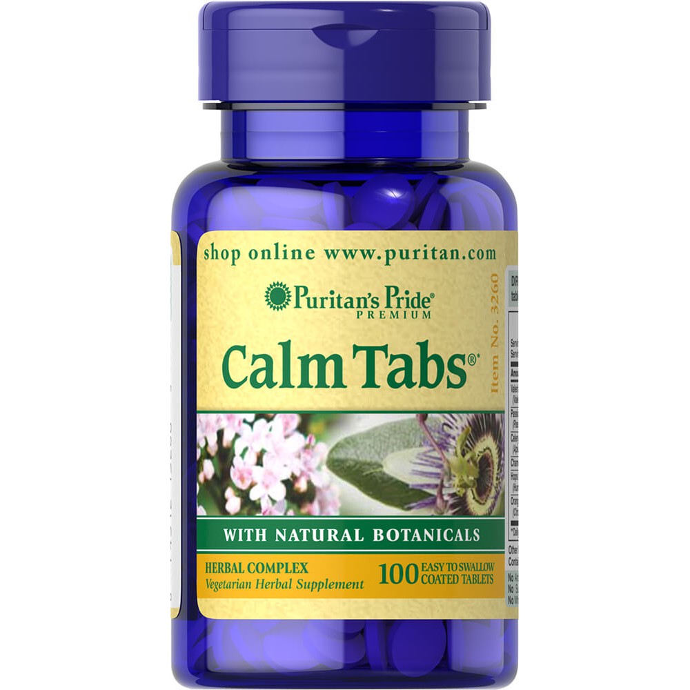 Calm Tabs with Valerian, Passion Flower, Hops, Chamomile 100 Tablets ...