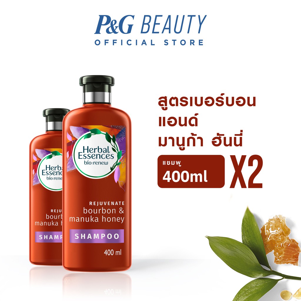 Herbal Essences bio:renew Rejuvenate bourbon & manuka honey Shampoo 400 ml x2 | Shopee Thailand