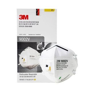 3M 9001V P1 , 3M 9002V P1 หน้ากากป้องกันฝุ่น ละออง พับได้ มีวาล์วระบายอากาศ (25ชิ้น/1กล่อง) สาย ...