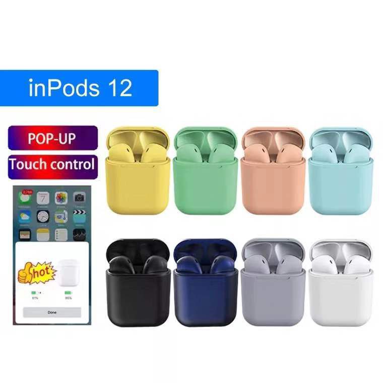 เดิมMacaron InPods 12หูฟังบลูทูธไร้สาย,สมาร์ทสัมผัสสเตอริโอเอียร์บัดชุดหูฟังพร้อมกล่องชาร์จ ...