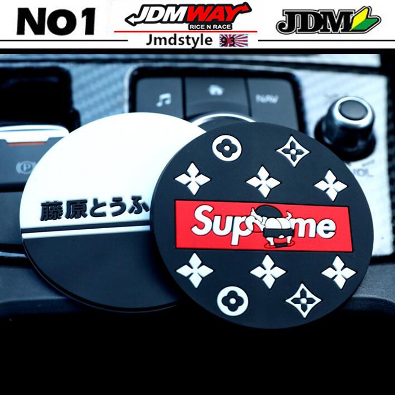 2PCS Initial D อุปกรณ์ตกแต่งภายในรถน้ําถ้วยกาแฟ Coaster แผ่นกันลื่น ...