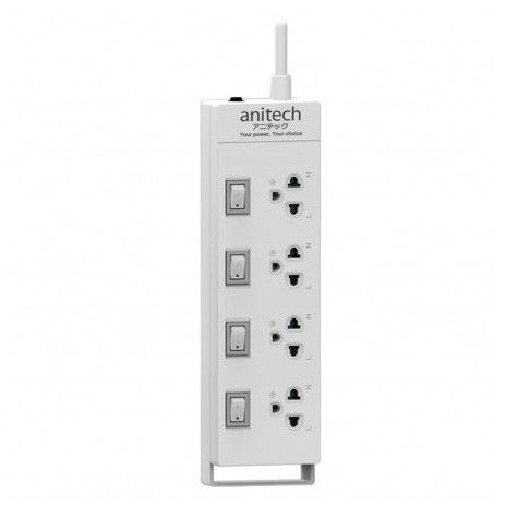 Anitech Plug ปลั๊ก มอก ปลั๊กไฟ 4ช่อง 4สวิตซ์ USB 3เมตร / 5เมตร มีระบกัน ...