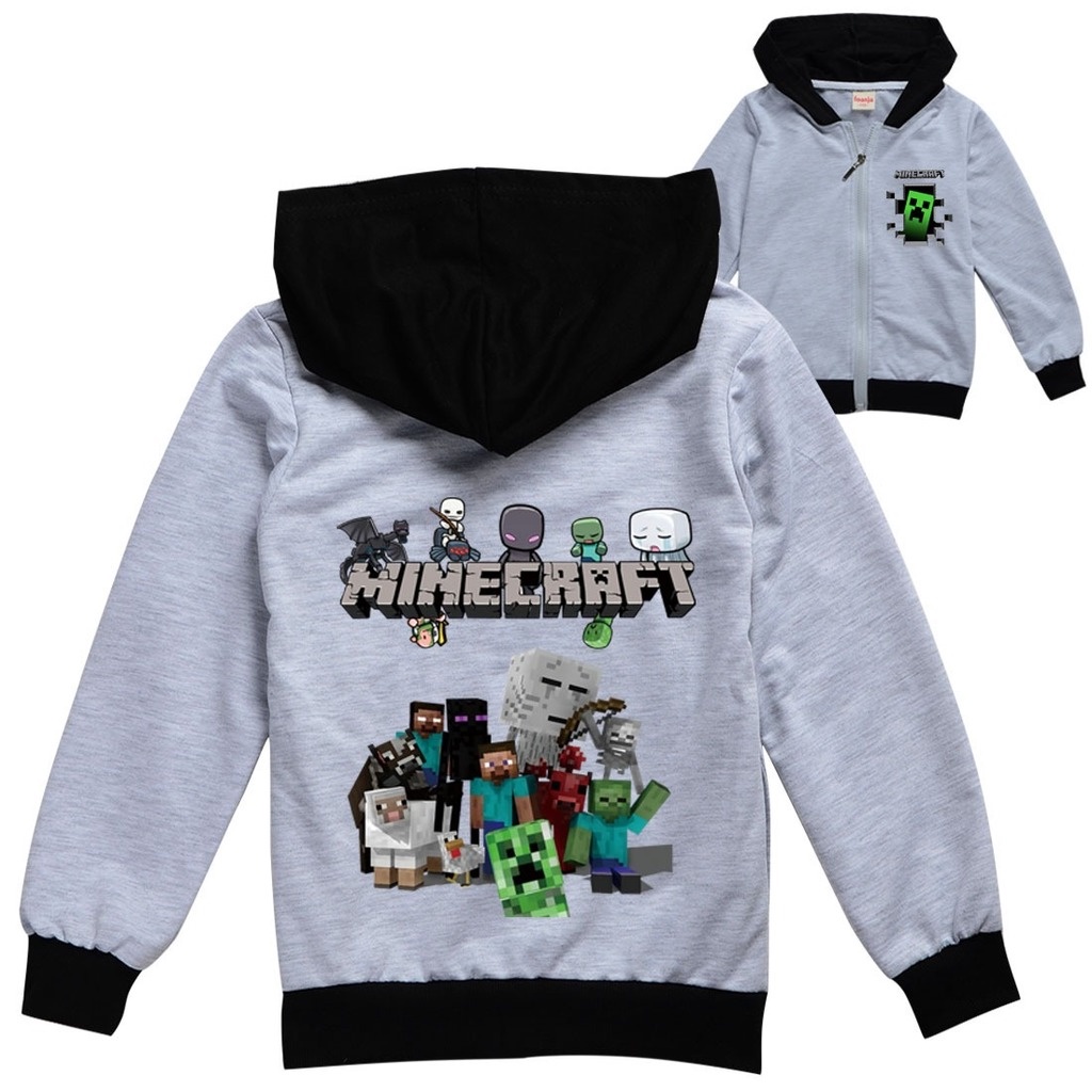เสื้อแจ็กเก็ตกันหนาว มีฮู้ด มีซิป แขนสั้น ลายการ์ตูน Minecraft สําหรับ ...