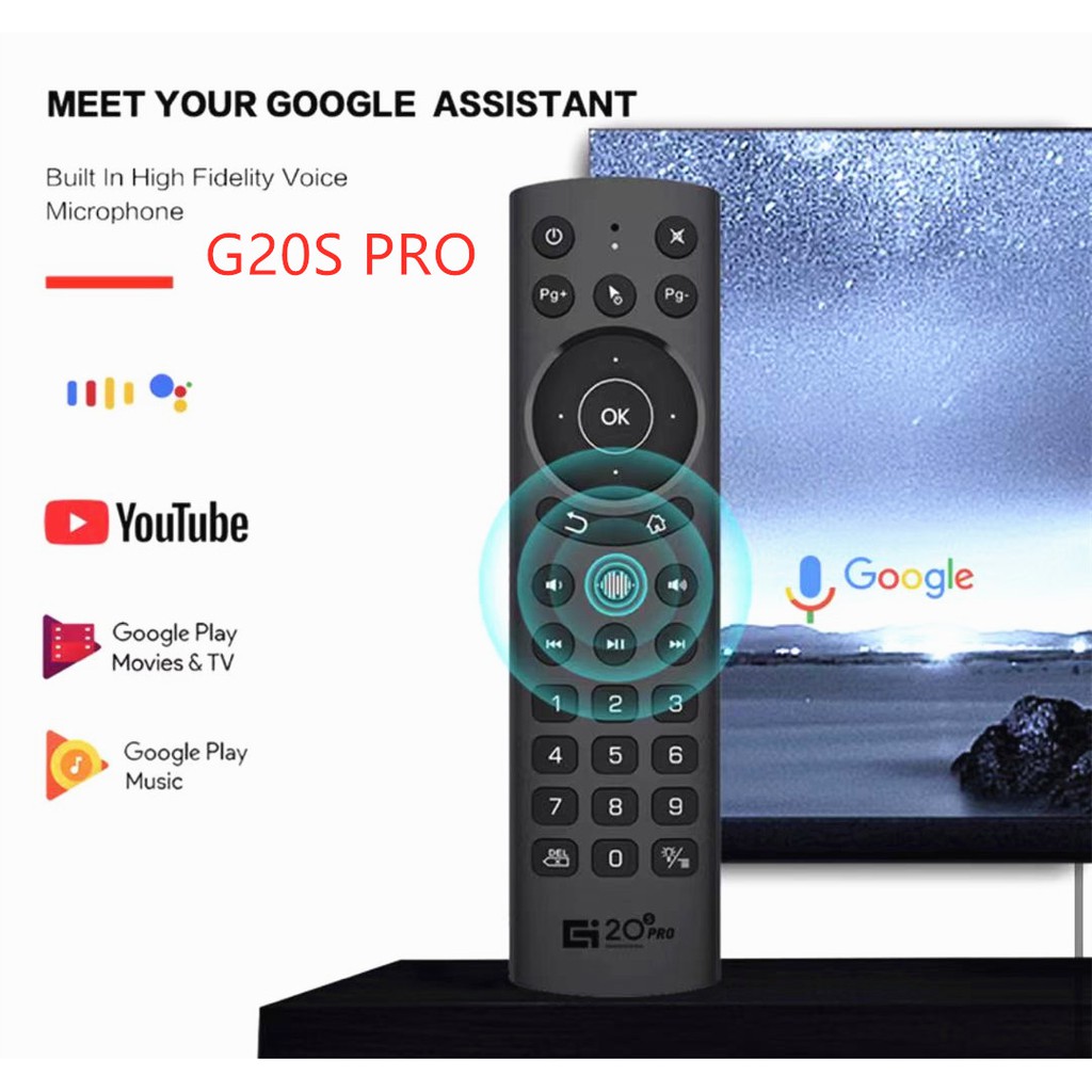 G20S PRO เมาส์ไร้สาย 2.4G Wireless Air Mouse + Voice Search (มีไฟLEDเปิด-ปิดได้) | Shopee Thailand
