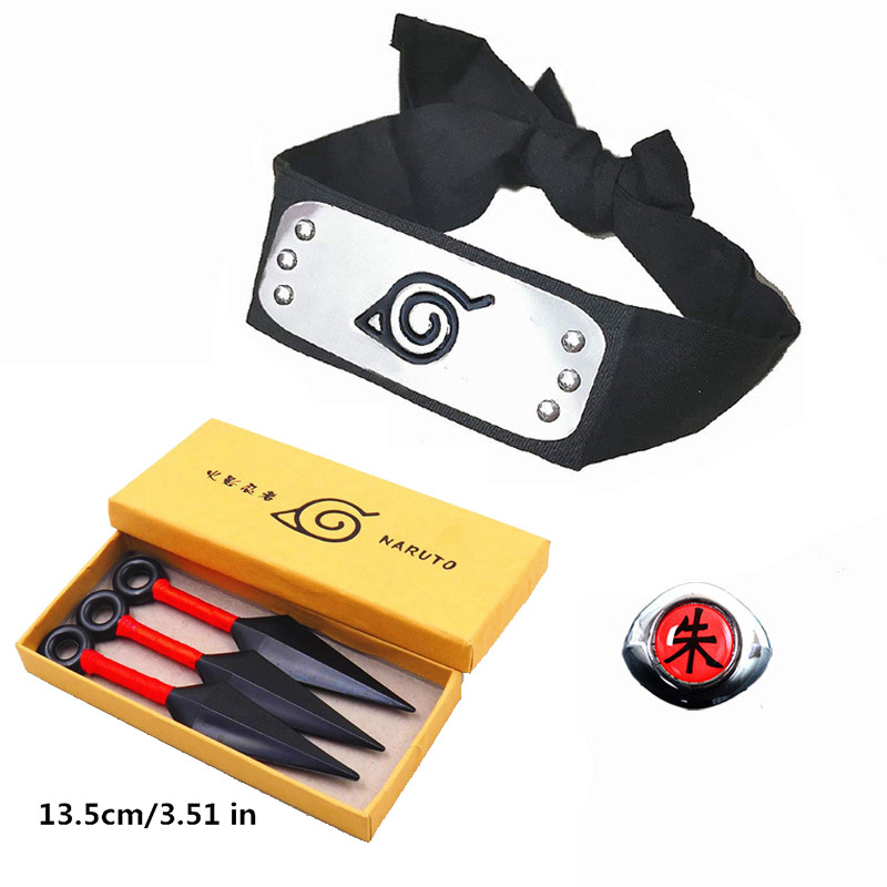นารูโตะ Anime Naruto Akatsuki Headband Kunai Ring Ninja Cosplay Props ...