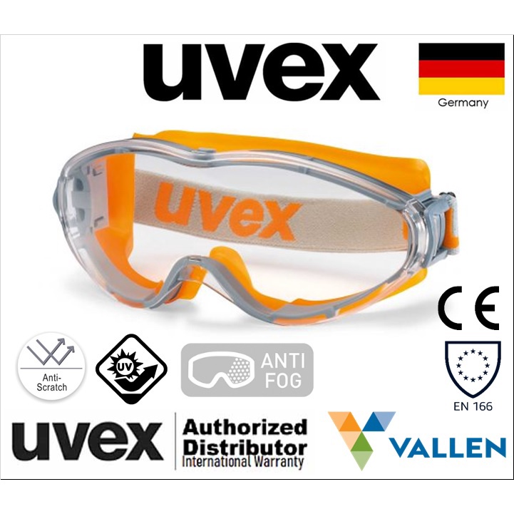 แว่นตานิรภัย UVEX รุ่น ultrasonic 9302 full view safety goggles 9302245 ...