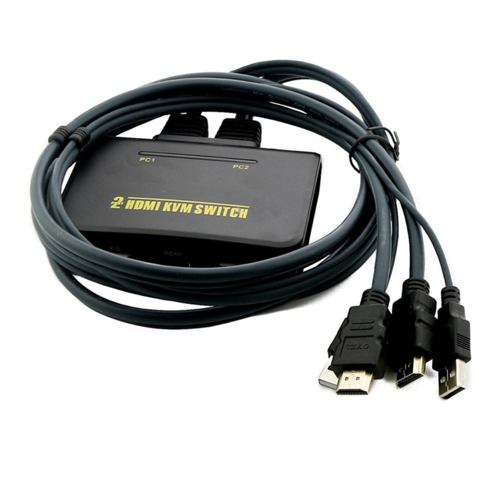 USB 2.0 HDMI KVM SWITCH MONITOR KEYBOARD MOUSE SWITCHER WITH CABLE ...