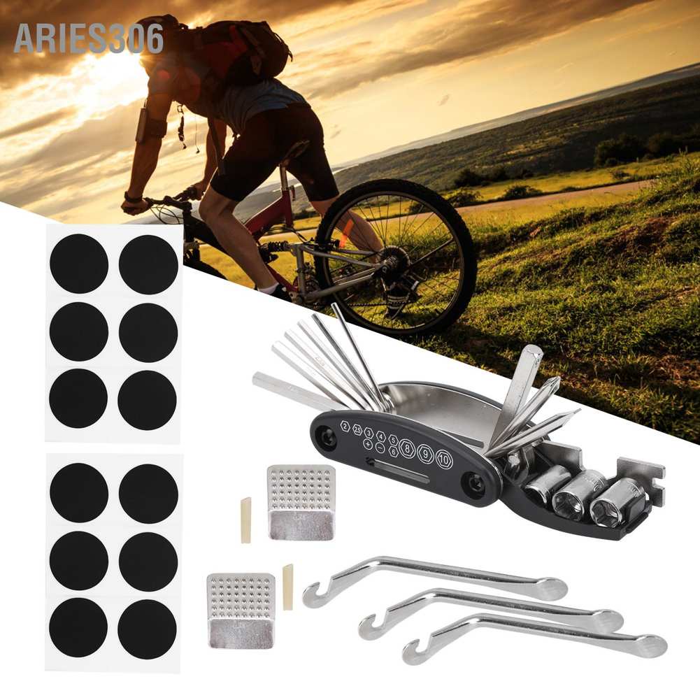 Aries306 21Pcs Bicycle Tyre Repair Kit Bike Puncture Tool 16 in 1 Multi ...