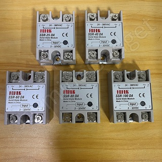 โซลิดเสตท รีเลย์ SSR-40DA 25A 40A 60A 80A 100A Solar Cell Input 3-32VDC / Output 24-380VAC Solid ...